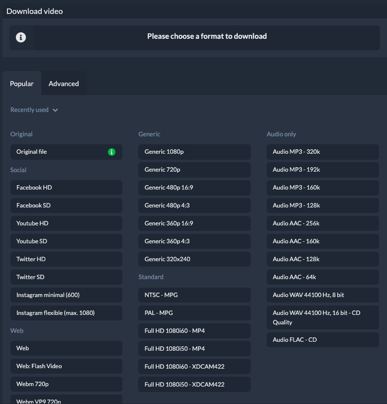 Changing video formats - Overcast HQ Changing video formats - Overcast HQ